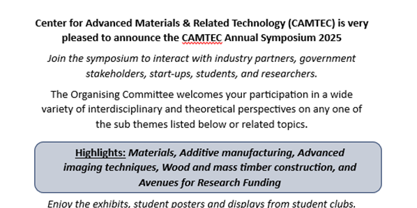 CAMTEC Annual Research Symposium 2025 Registration now open! / UVic ...